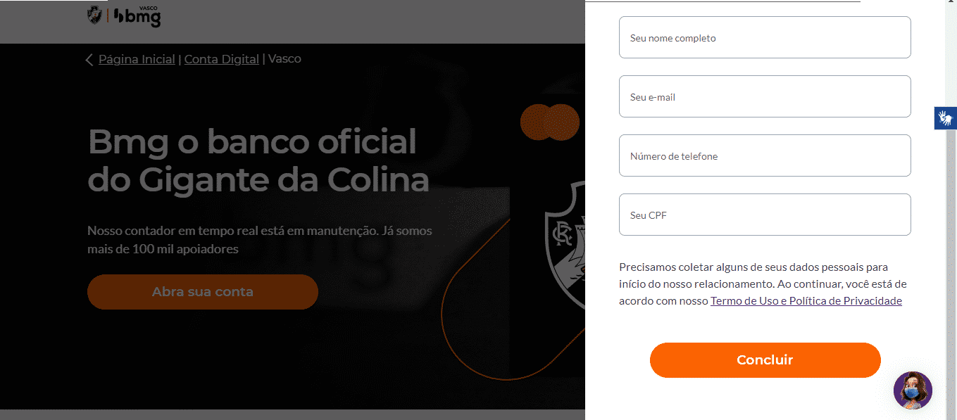 Cartão de Crédito Vasco BMG: Conta digital grátis aos torcedores